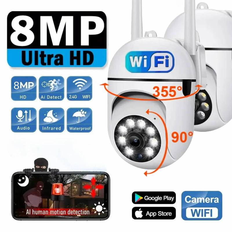 8MP Wireless Security Surveillance PTZ Camera Wifi IP Outdoor 4X Zoom ...