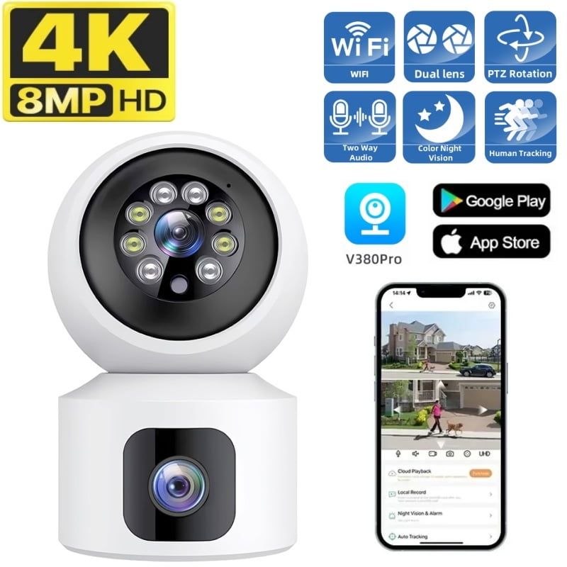 8MP dual lens WiFi baby camera smart dual screen CCTV security ...