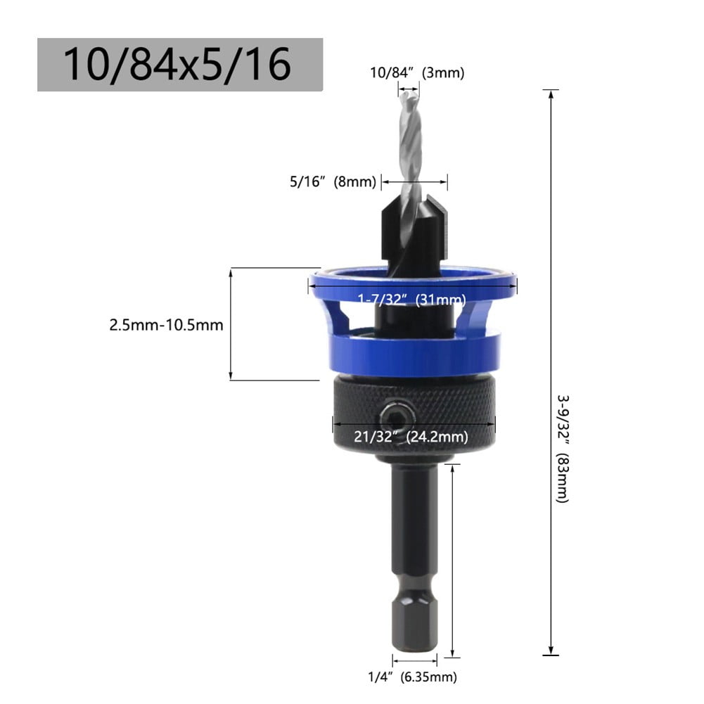 8Mm Shank Drill Bit Core Limiter Countersink Drills Router Bit ...