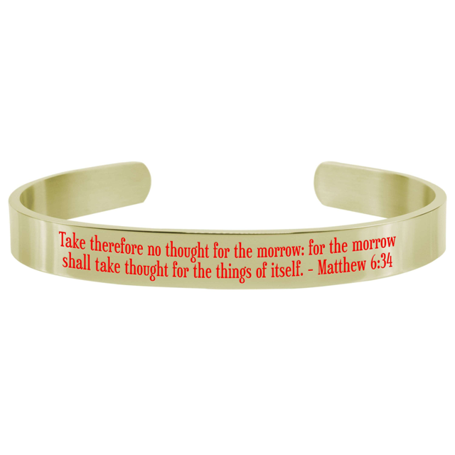 8Mm Solid Stainless Steel Colored Scripture Cuff In Gold By Pink Box ...