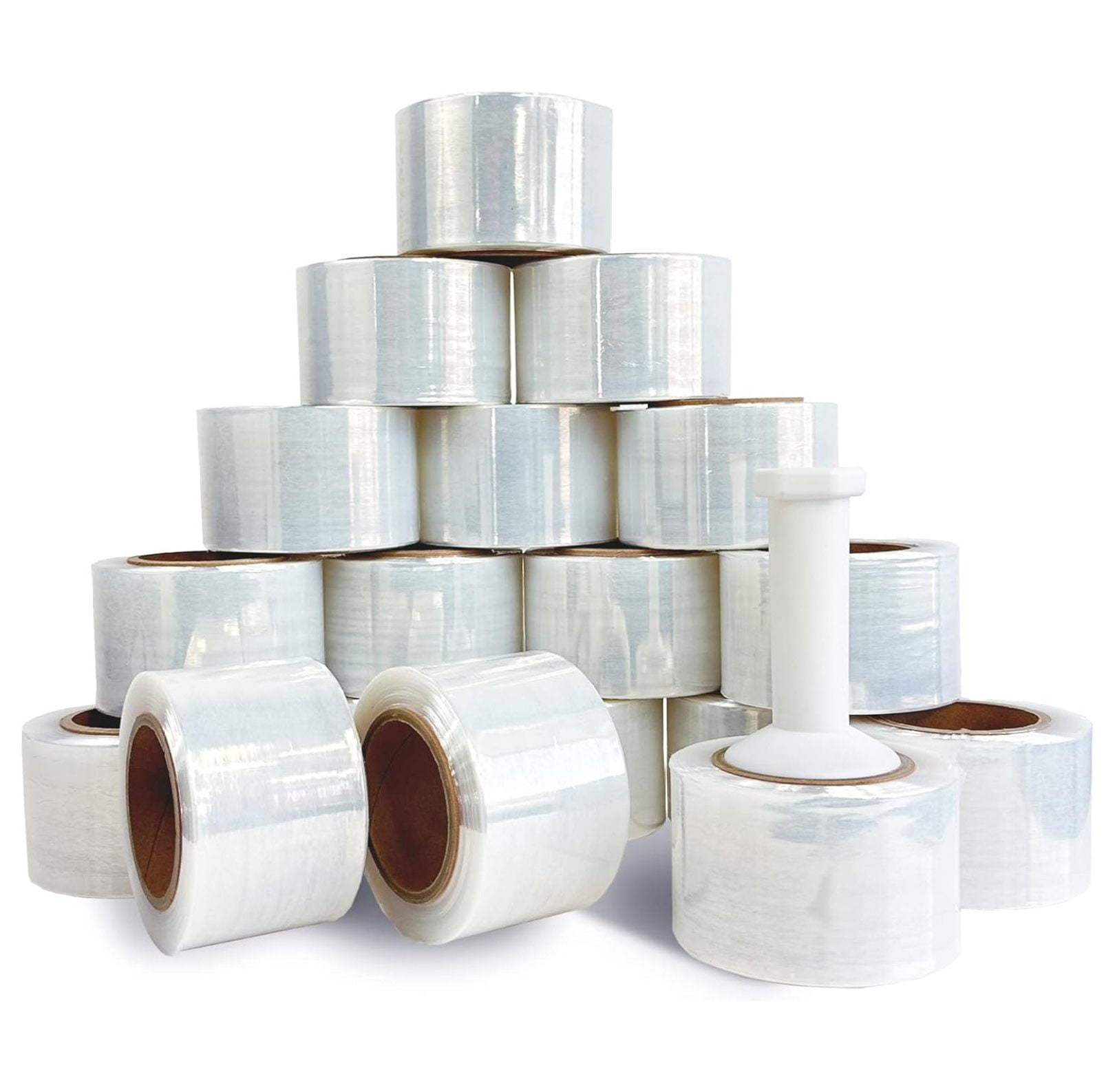8NET 3" x 1000' 80 Gauge Mini Stretch Wrap Roll with Handle, 18 Rolls ...