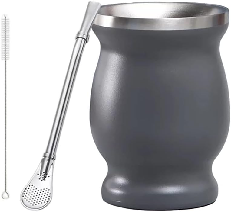 8OZ Yerba Mate 3 count Gourd Cup Set 304 Stainless Steel Double Walled ...
