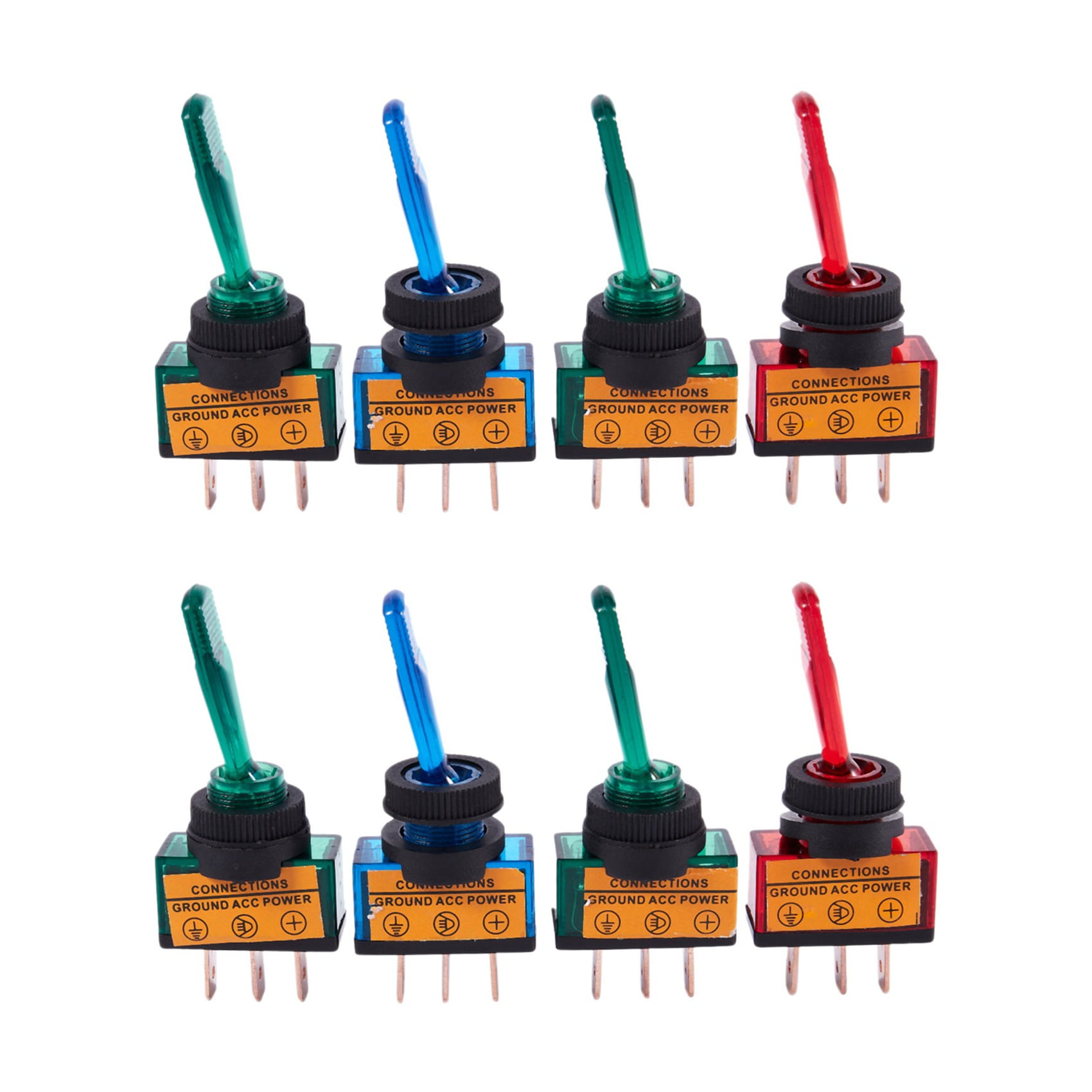 8PC 12V DC 20A LIGHT ILLUMINATED TOGGLE SWITCH CONTROL CAR BOAT DASH ...