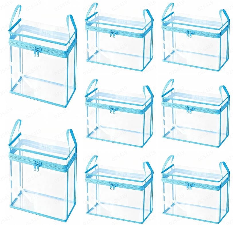 8PC Extra Large Clear Storage Bin with Zipper & Handles, Organizer for ...