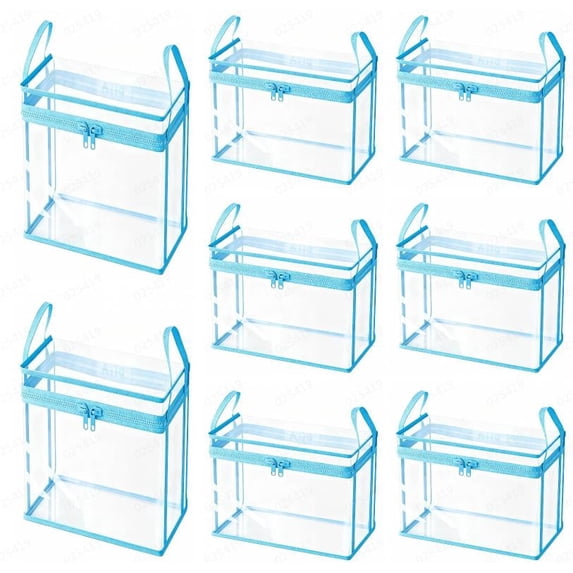 8PC Extra Large Clear Storage Bin with Zipper & Handles, Organizer for ...