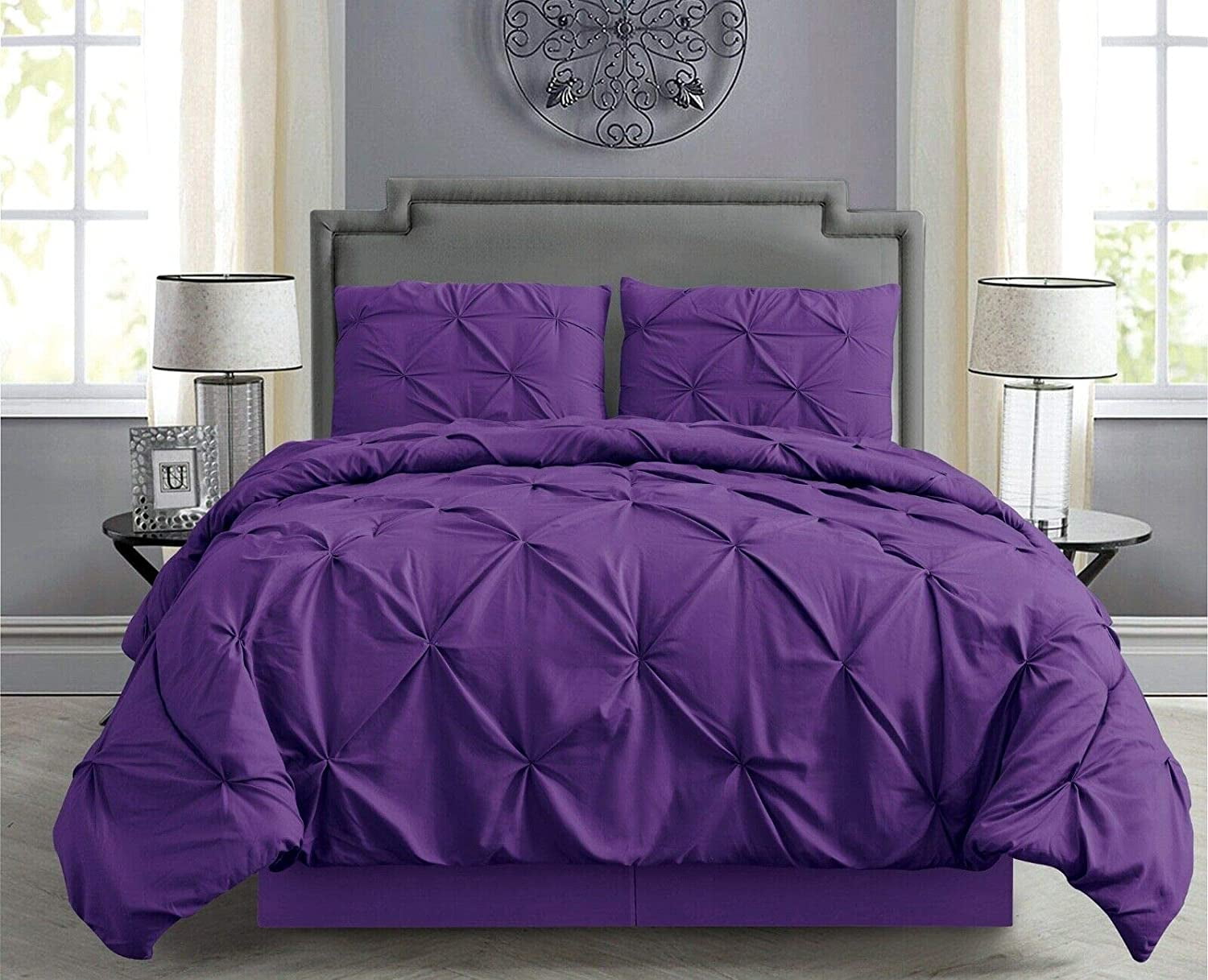 Walmart 8PC Queen Size Purple Pintuck Comforter Set with Sheet Set ...