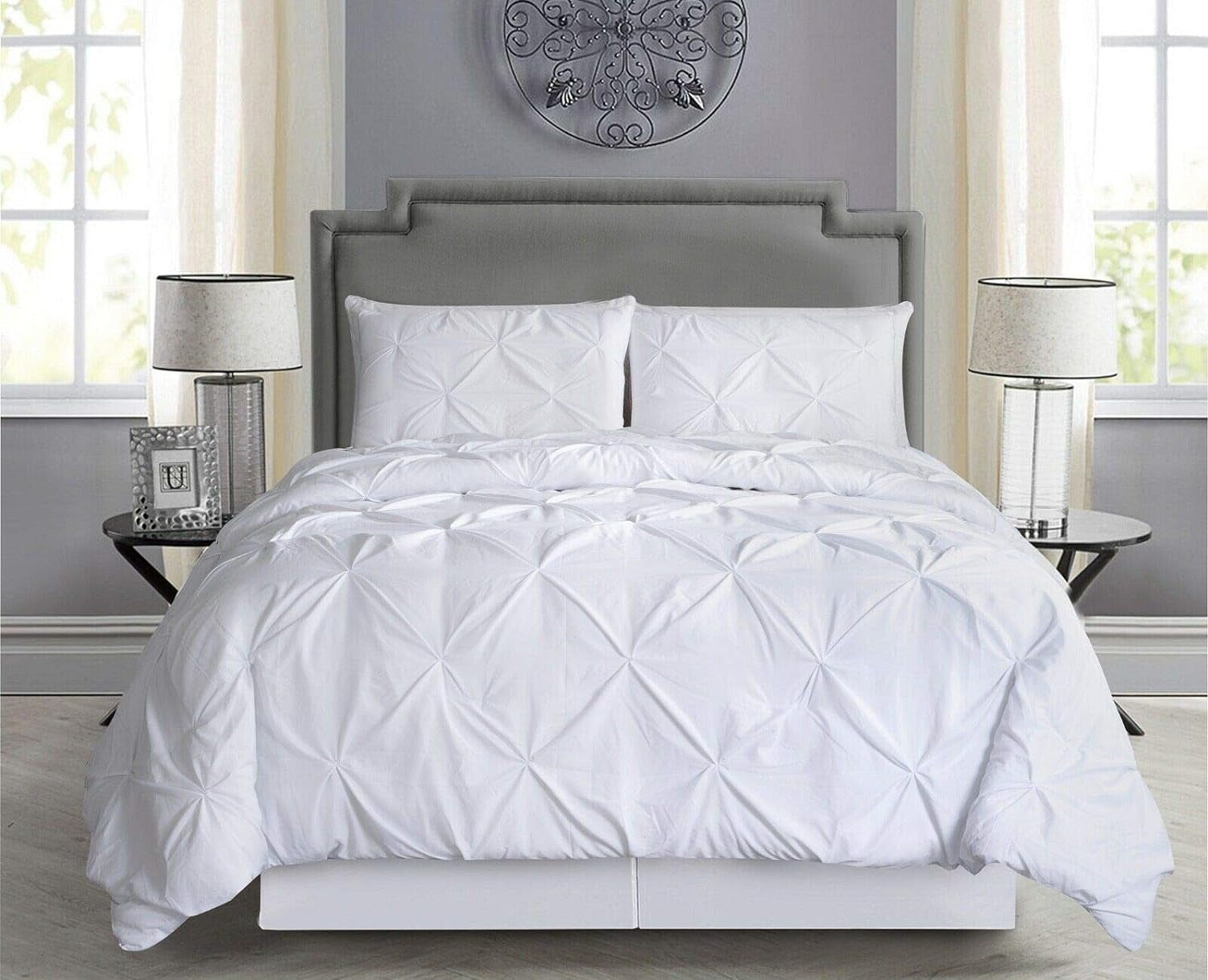 8PC Full White Pintucked Comforter Set with Sheet Set - Complete ...