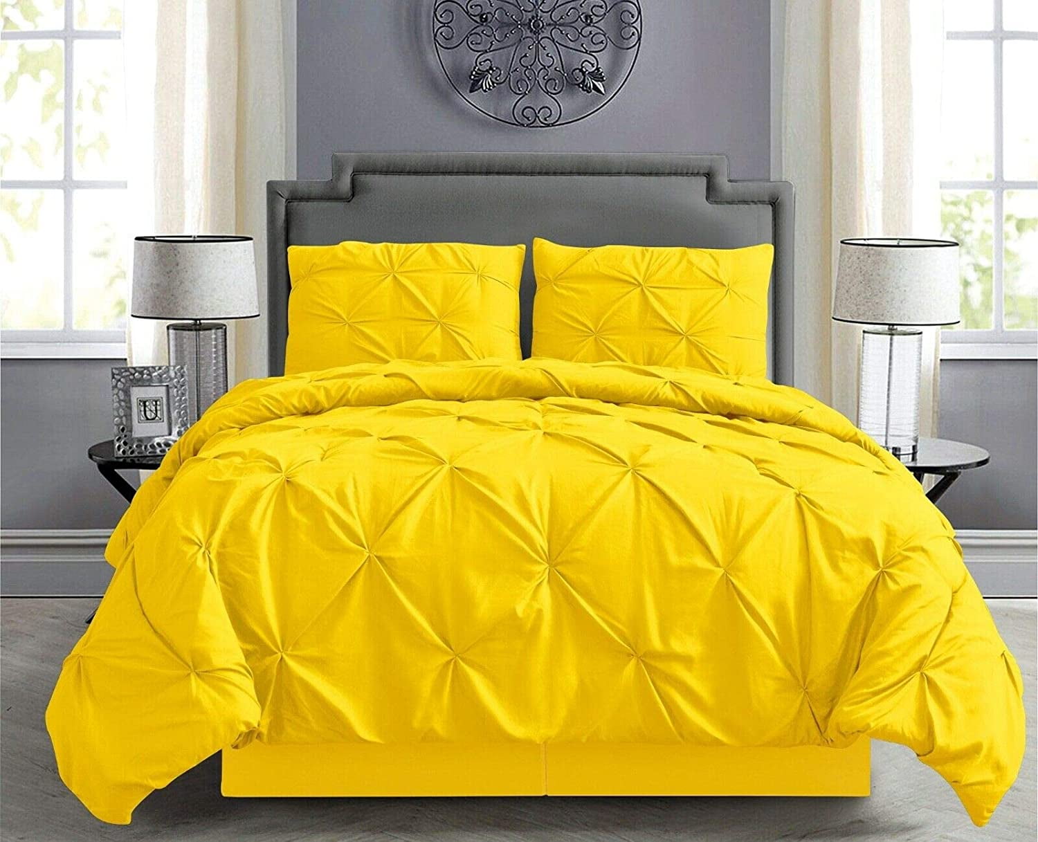 8PC Full Yellow Pintucked Comforter Set with Sheet Set - Complete ...