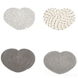 8PC Gray Minibee 5.91 Inch Heart Cotton Rope Placemat Boho Style Dining ...