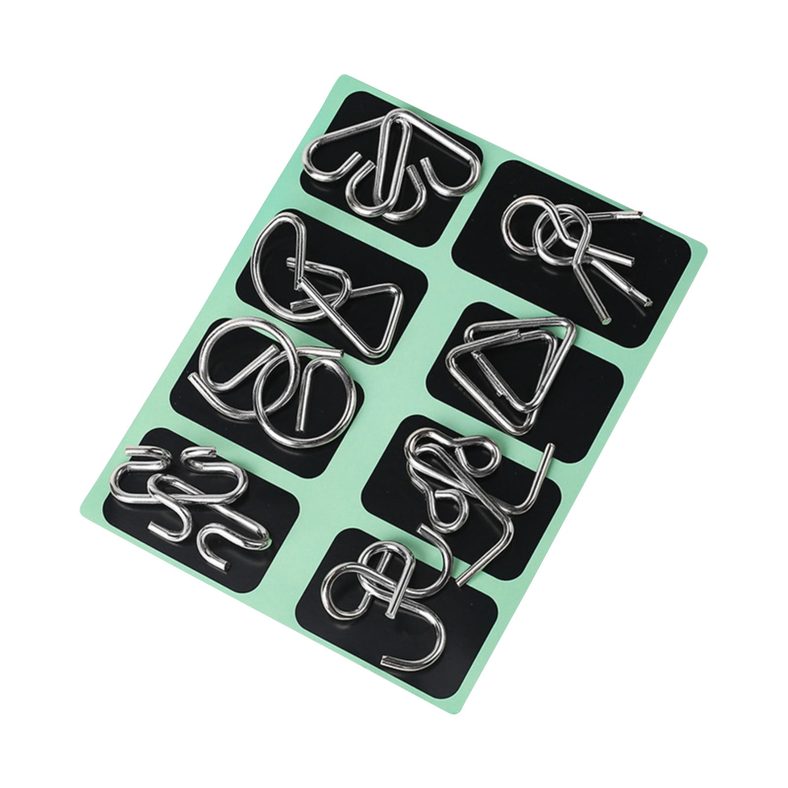8PC Metal Brain Teaser Puzzles Ring, Interlocking Metal Wire IQ Logic ...