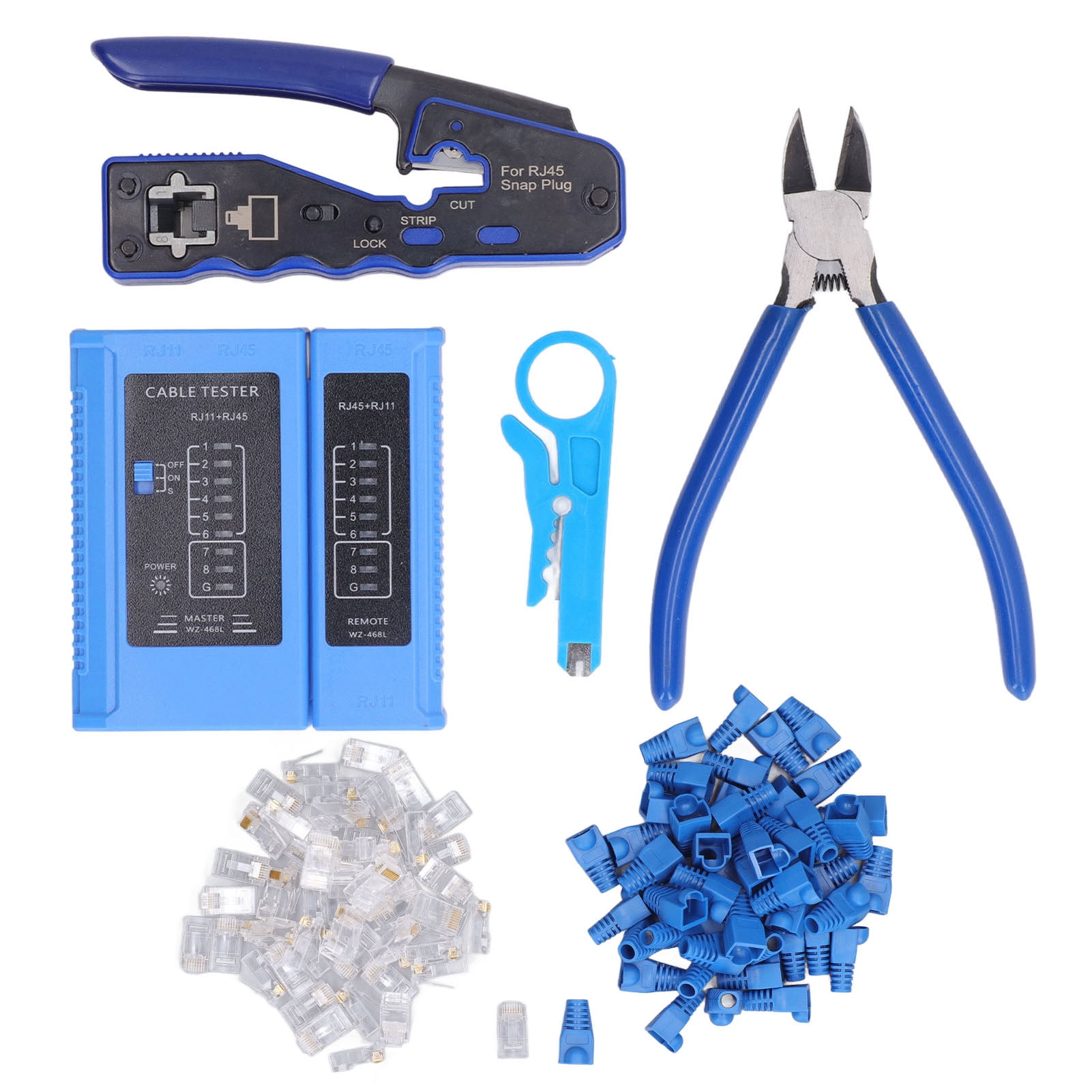 8PC Modular Connectors Wire Stripper & Multifunctional Crimping Tool ...