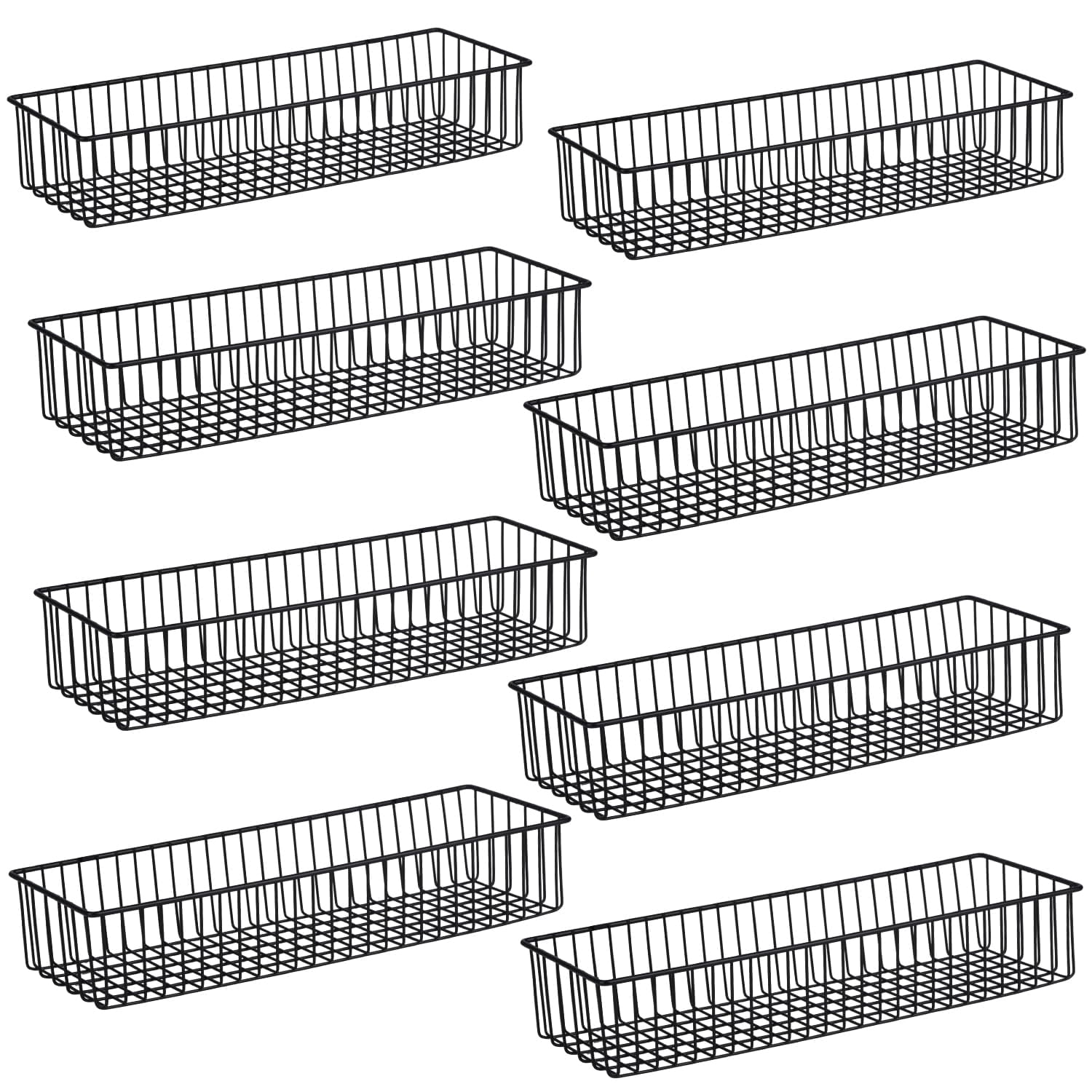 8PC Standard Basket Black Metal Wire Storage Organizer for Bathroom ...