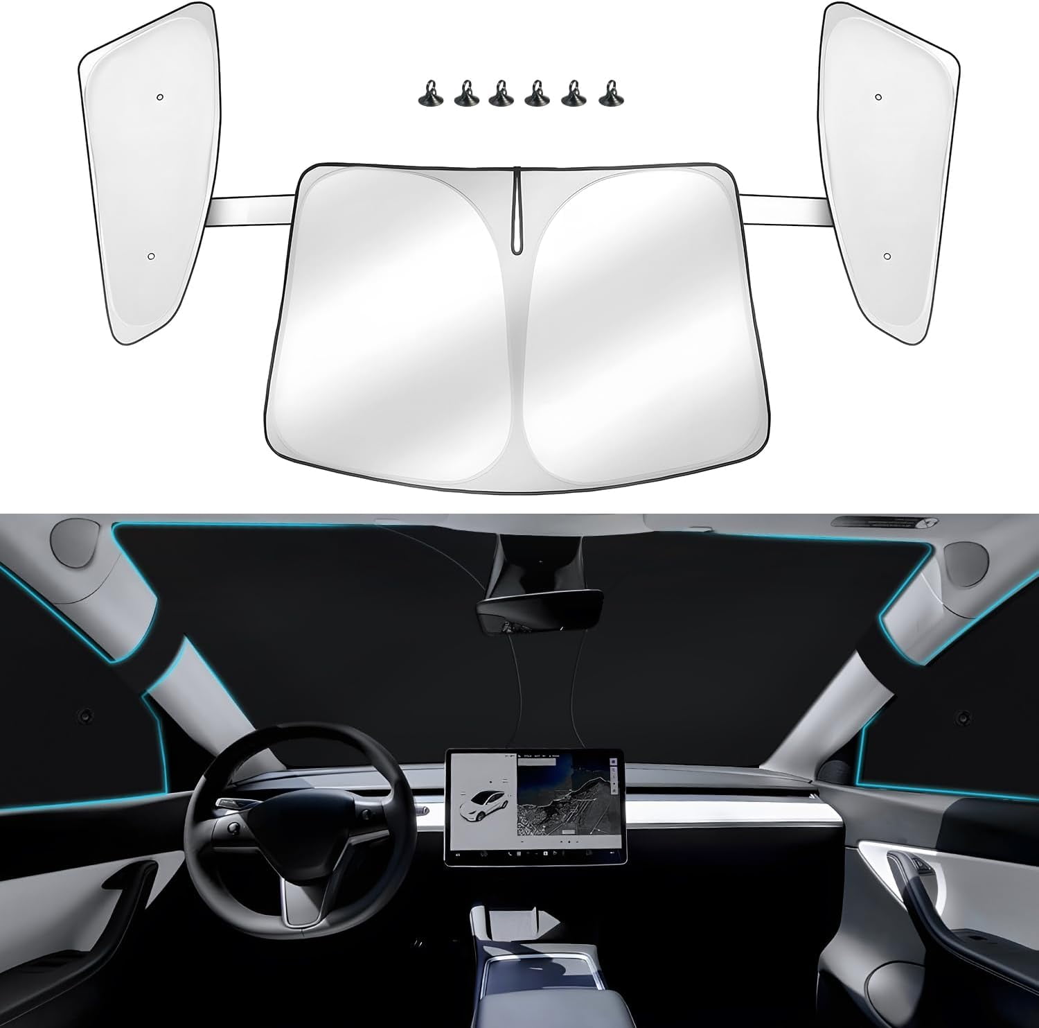 8PC Tesla Model Y Window Privacy Sunshade,2 in1 Ice Crystal Car ...