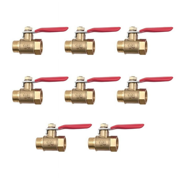 Set Of 3, 1/4 Inch Mini Brass Ball Valve Shut Off Switch, 1/4" Male x ...