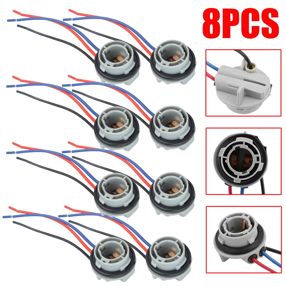 8PCS 1157 2357 LED Pig Tail Plug Stop Brake Turn Light Bulb Socket ...