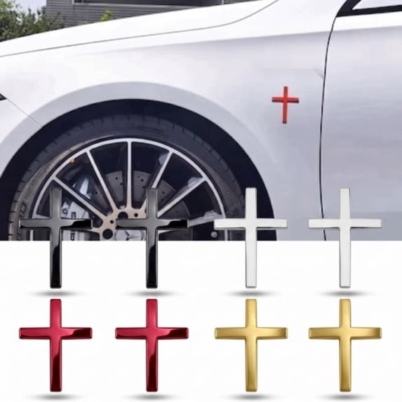 8PCS 3D Metal Cross Badge Stickers, 2.5×1.8 Inch Alloy Self-Adhesive ...