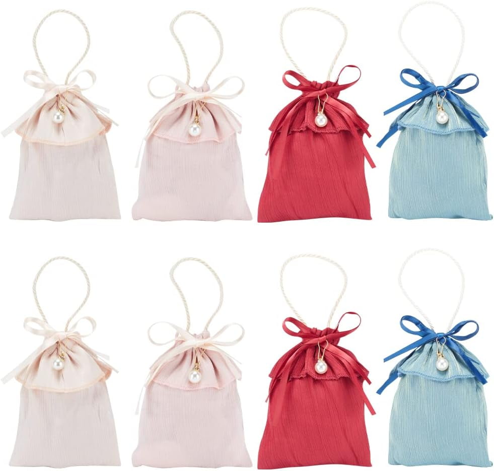 8PCS 4 Colors Satin Drawstring Gift Bags Drawstring Pouches Large Party ...