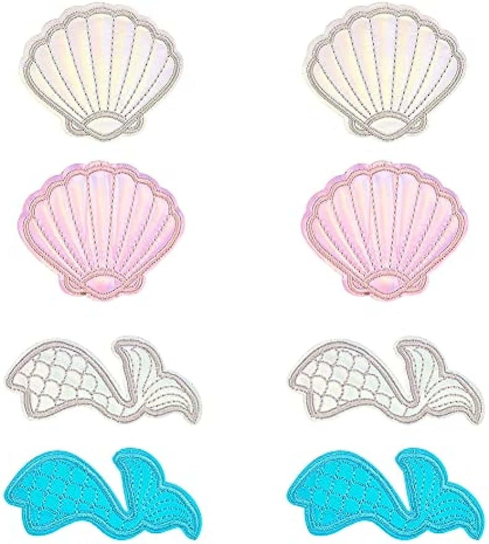 8PCS 4 Style Seashell Mermaid Cartoon Patch Cloth Sewing Patches ...
