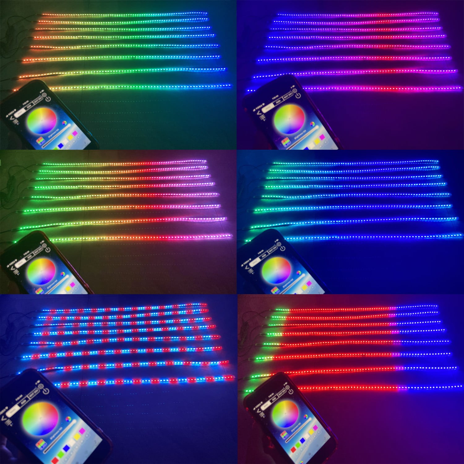 8PCS 4FT 1.2Meters 48" Single Row IP68 RGB Chasing Light Strips for ...