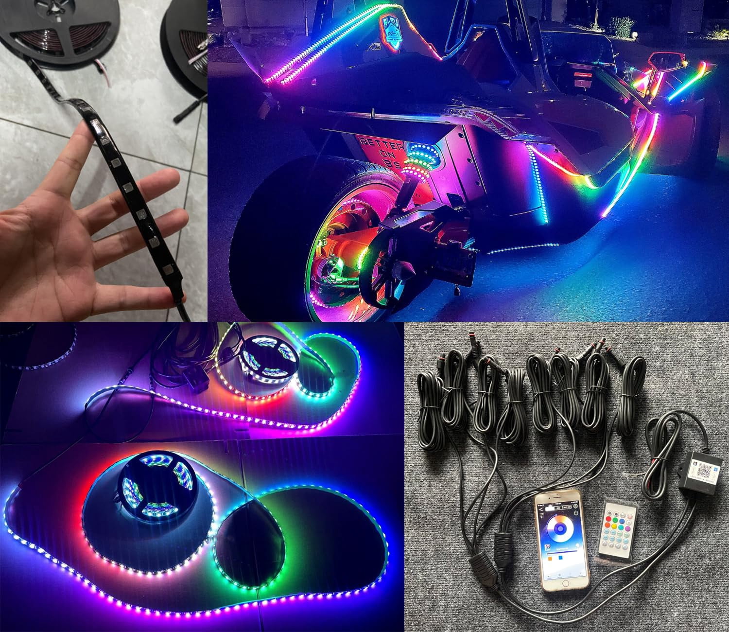 8PCS 4FT Full Tinted RRF12 LED Black Out PCB Smoked Chasing + RGB Multi ...