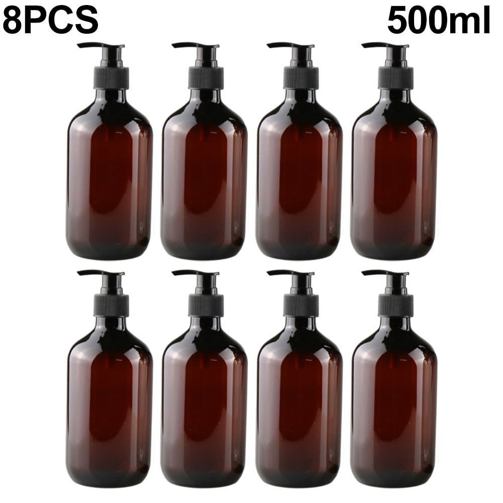 8PCS 500ml Refillable Brown Shampoo Shower Gel Empty Bottles With Pump ...