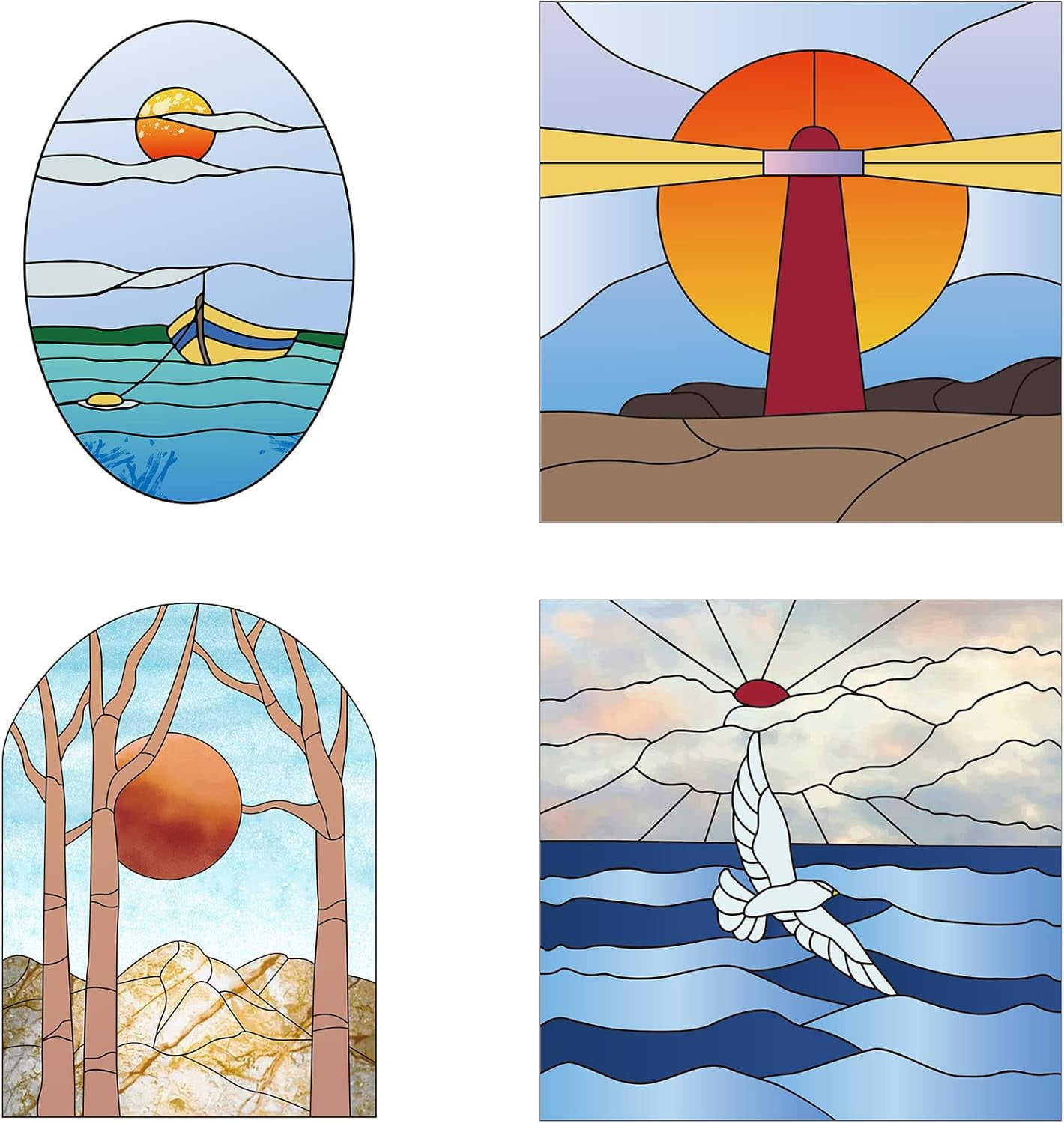8PCS 6.3 Inch Sunset Window Decals Static Flower Glass Sliding Door ...