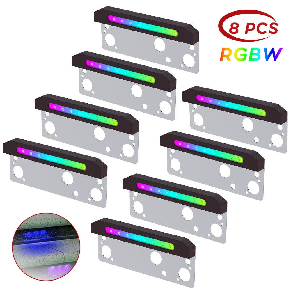 8PCS 7 Inch RGBW 3W LED Hardscape Lighting DC 12V Low Voltage Retaining ...
