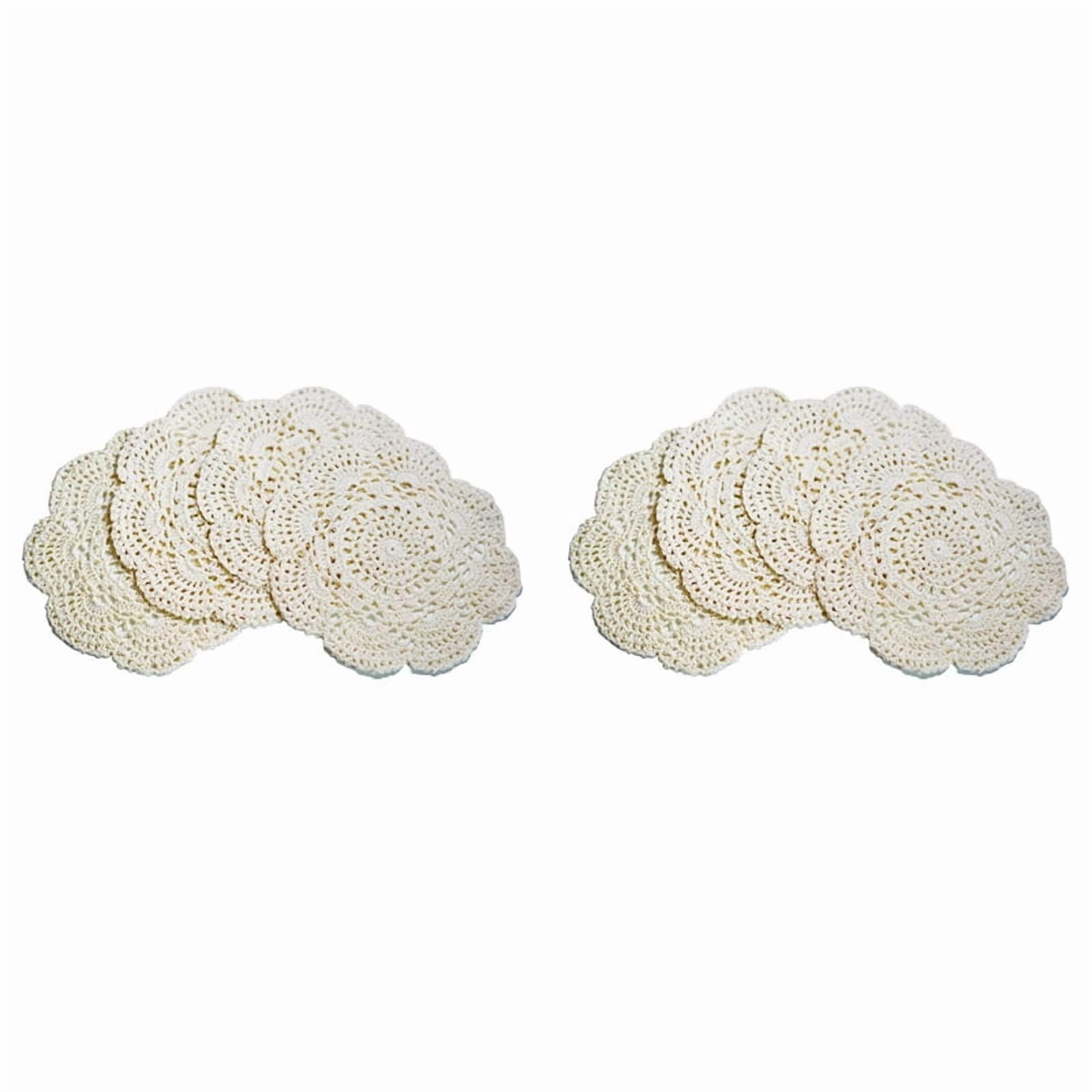 8PCS 8.6 Inch Doilies Crochet Round Lace Doily Handmade Placemats ...
