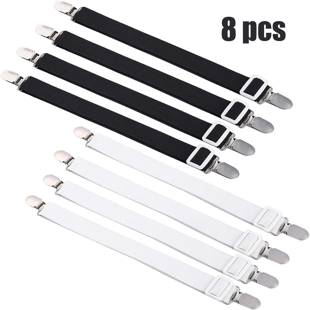 8PCS Adjustable Bed Sheet Clips Straps - Bed Corner Holder Elastic ...