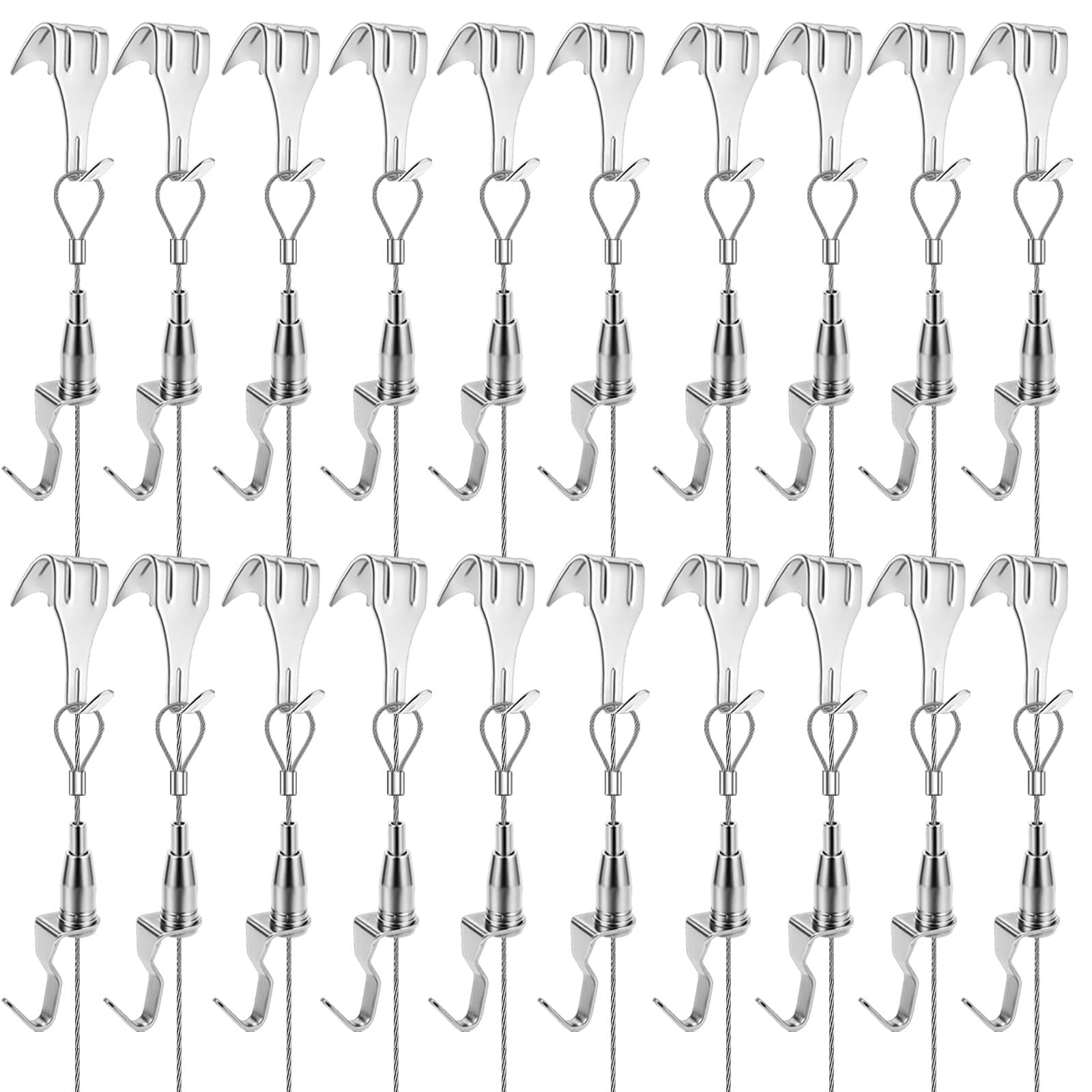 8PCS Adjustable Picture Hanging Wire Kit(6.56FT, 3 Hooks) Picture Rail ...