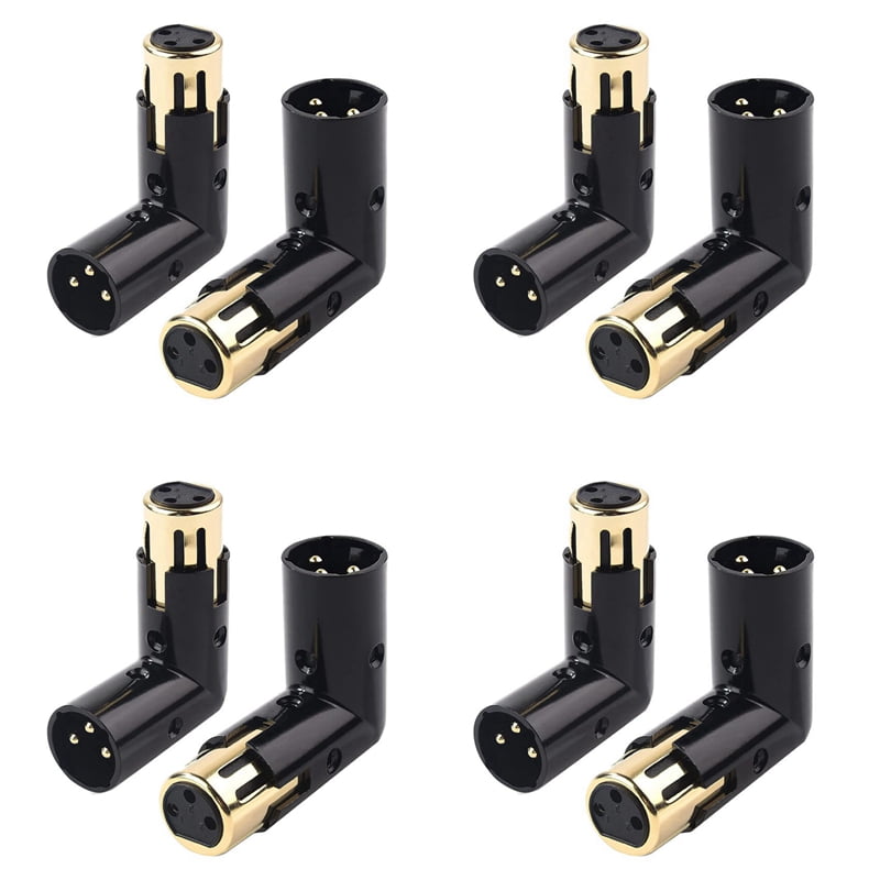 8PCS Audio Adapter Plug Adjustable Male to Female Right Angle XLR 3Pin ...