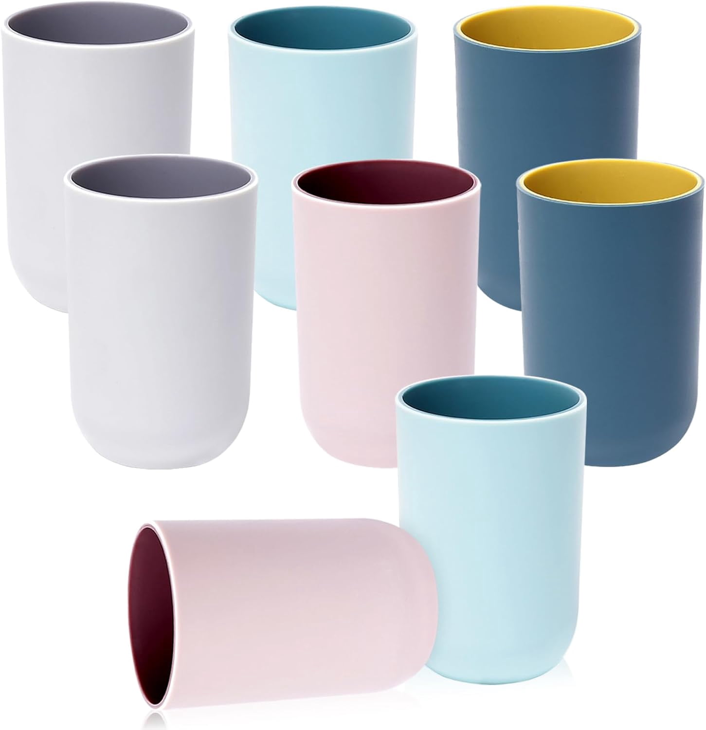 8PCS Bathroom Cups, 330ml Unbreakable Plastic Toothbrush Holder Cup ...