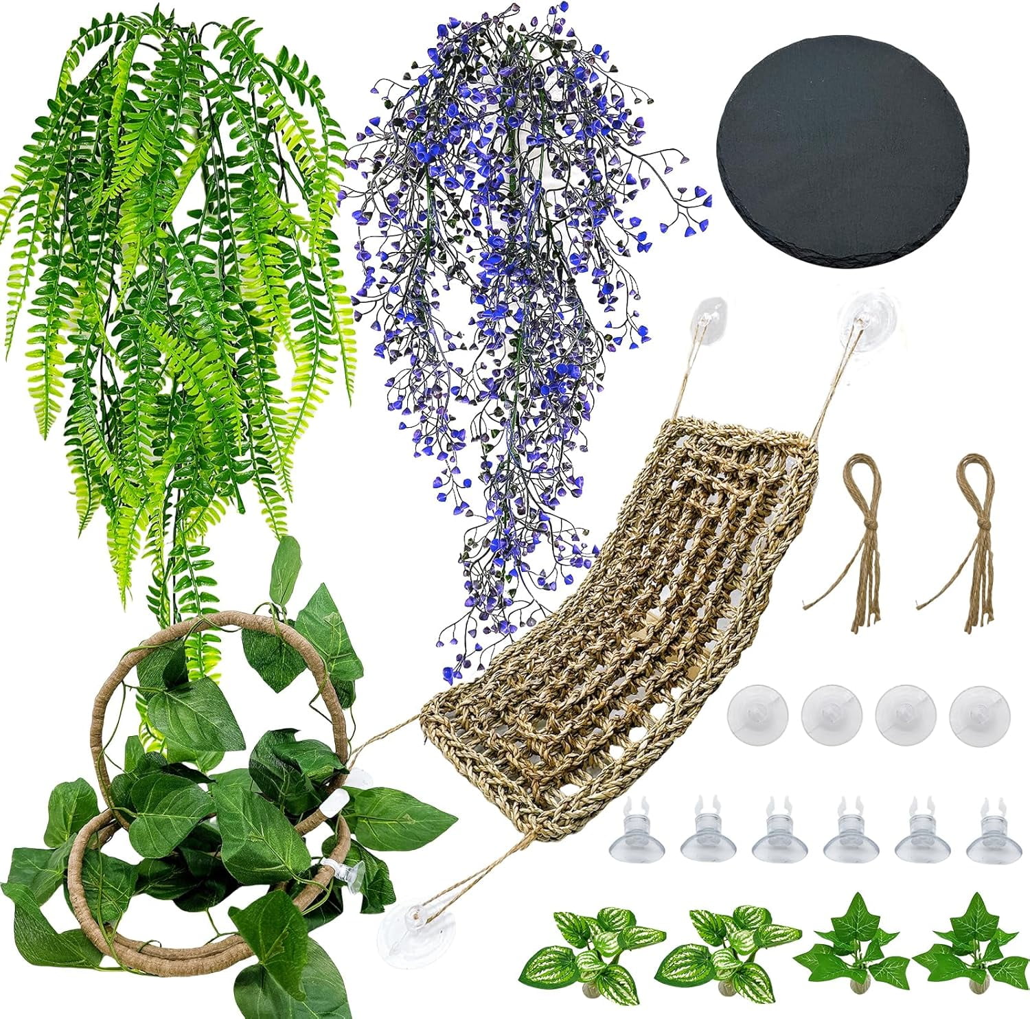 8PCS Bearded Dragon Hammock Reptile Basking Platform Rock Reptile ...