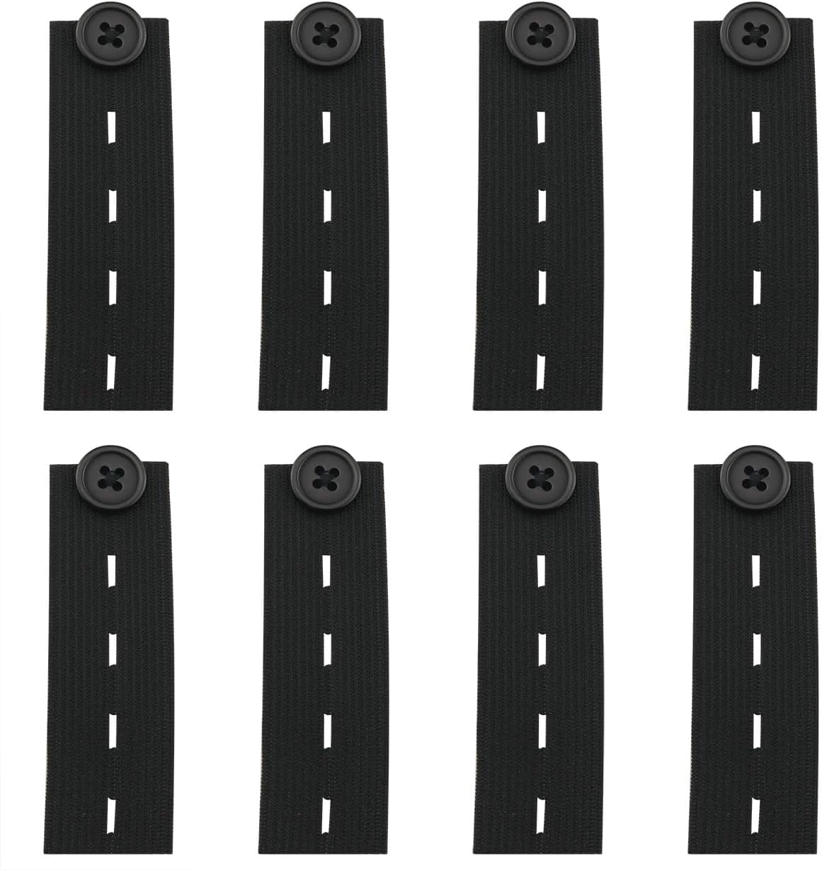 8PCS Black Elastic Pants Waist Extenders Adjustable Waistband Expanders ...