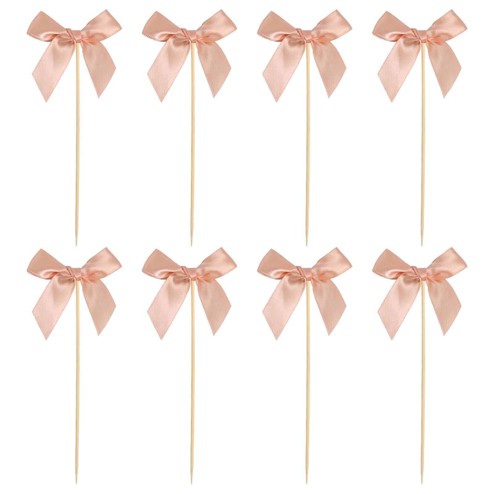 8PCS Bowknot Cake Toppers, 1-Sided Polyester Satin Ribbon Cupcake Picks ...