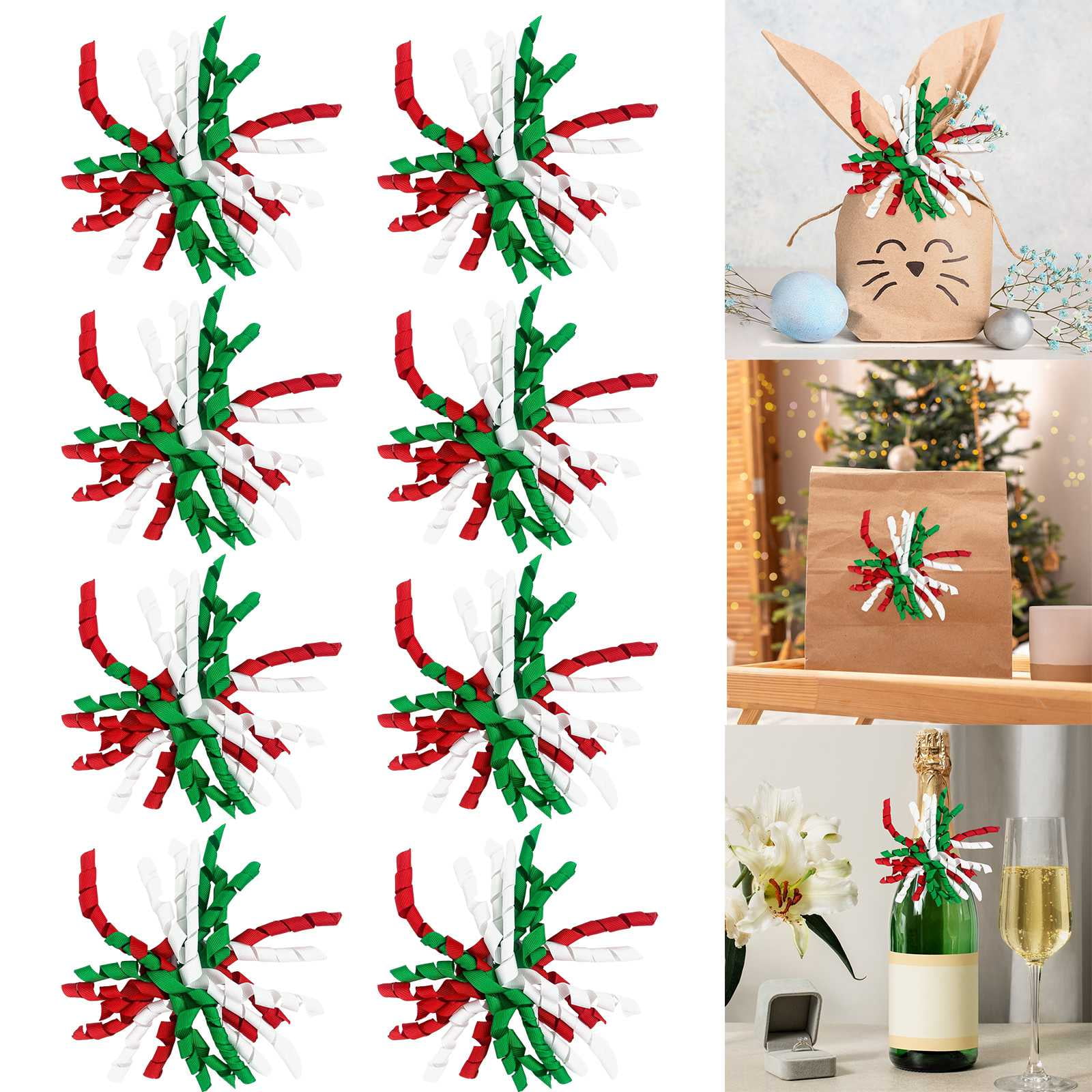 8PCS Bows for Gift Wrapping, Curly Ribbon Bows Self Adhesive Burst Gift ...