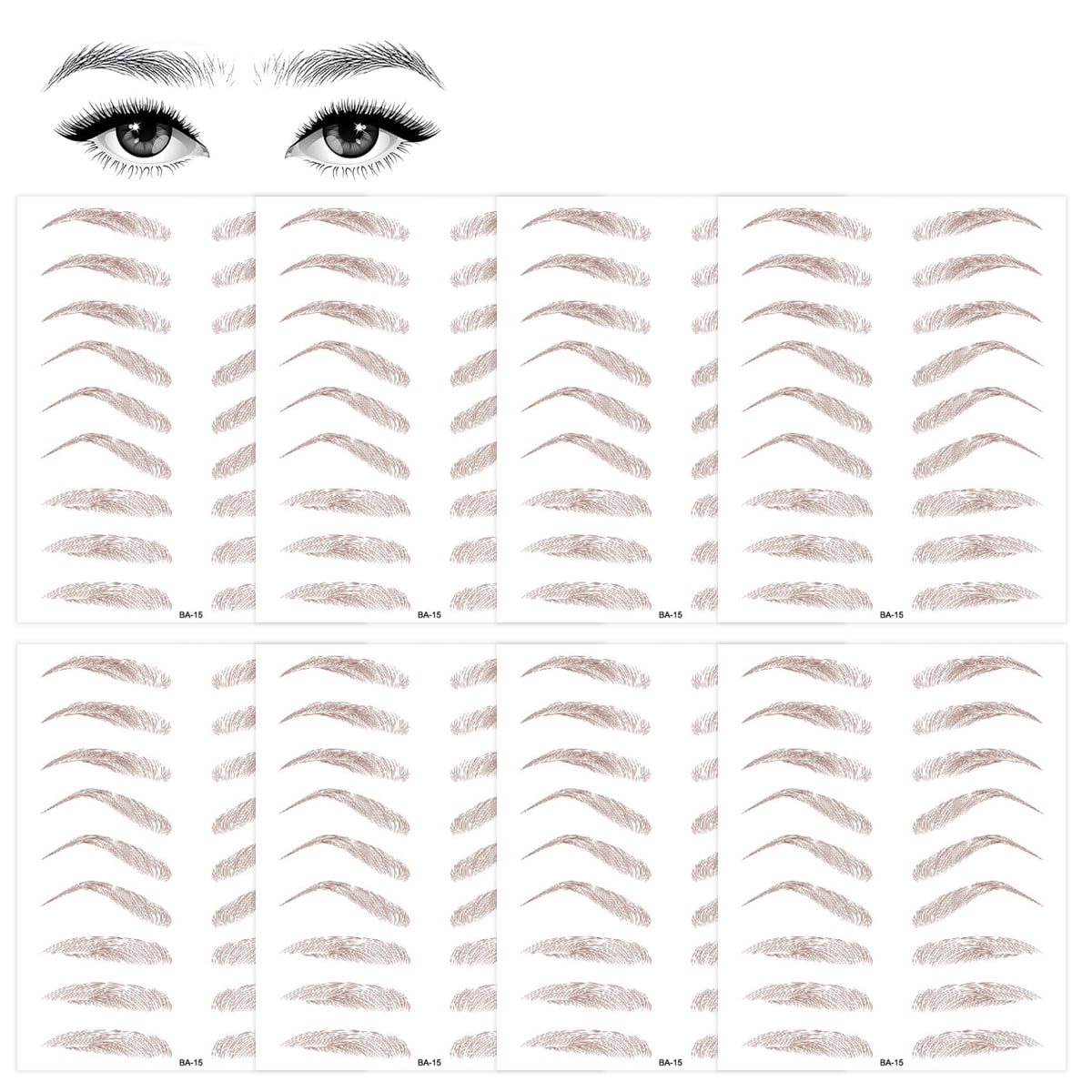 8PCS Brow Tattoo Eyebrow Peel Off Temporary Tint Waterproof 4d ...