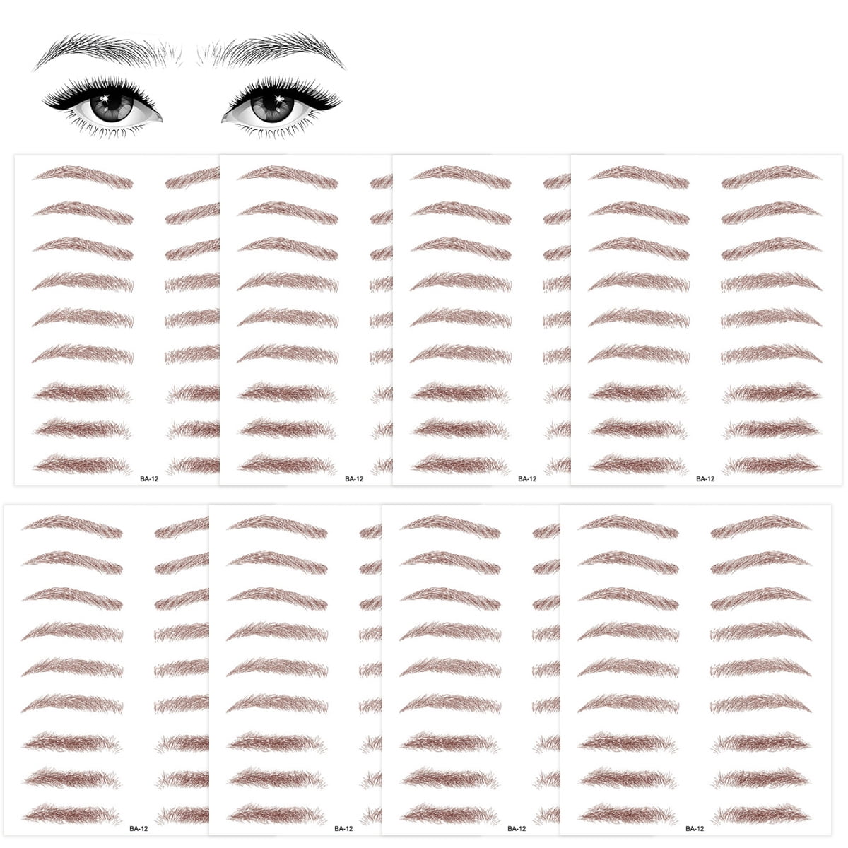 8PCS Brow Tattoo Eyebrow Peel Off Temporary Tint Waterproof 4d ...