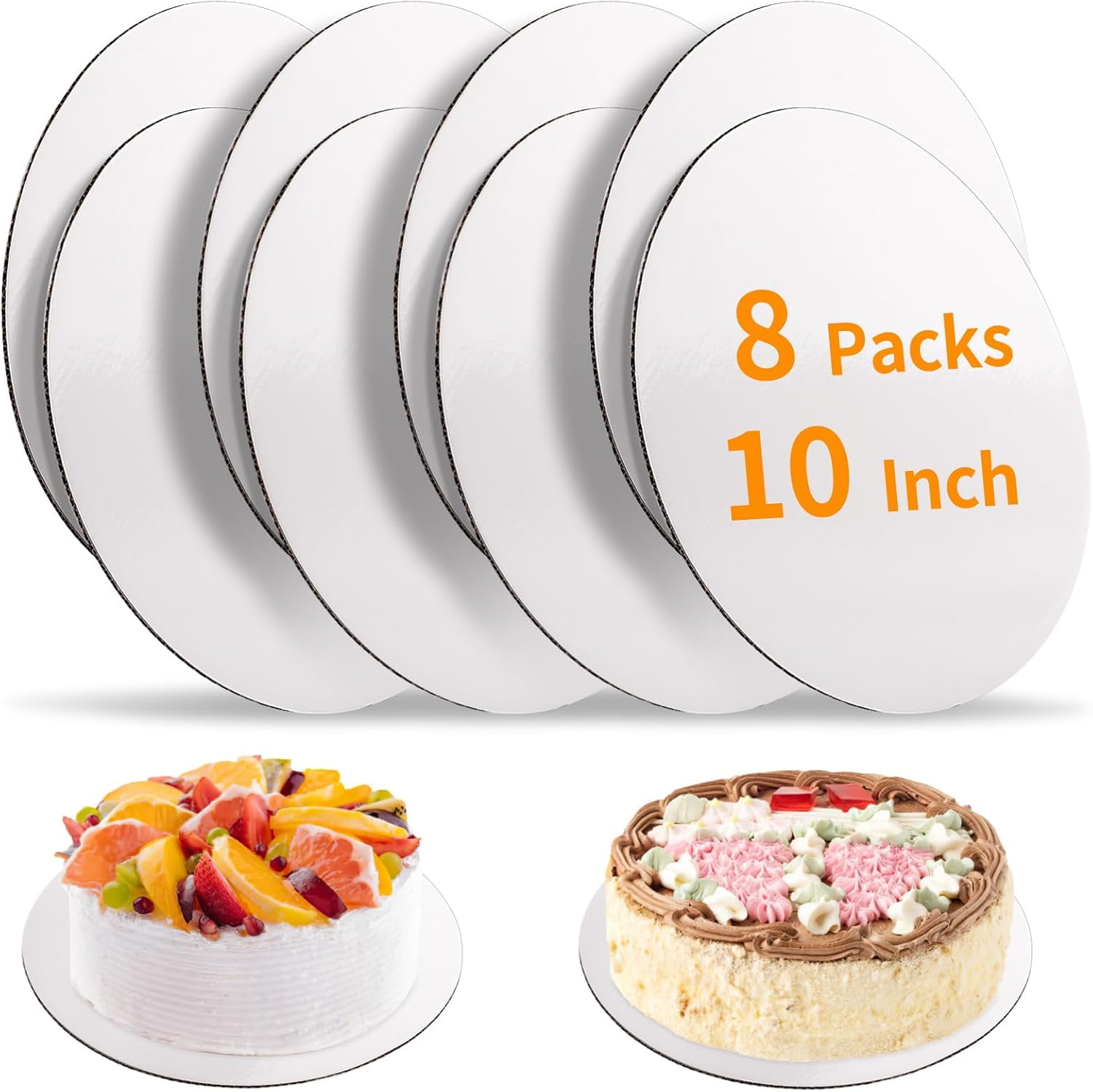 8PCS Cake Boards 10 inch round， White Cake Board Rounds，White Cake ...