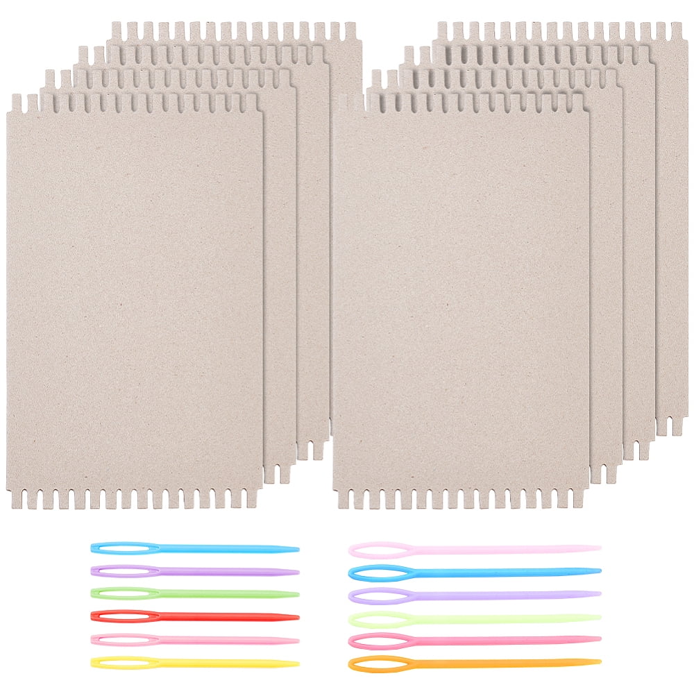 8PCS Cardboard Weaving Looms & 16PCS Safety Plastic Sewing Needles Wide ...