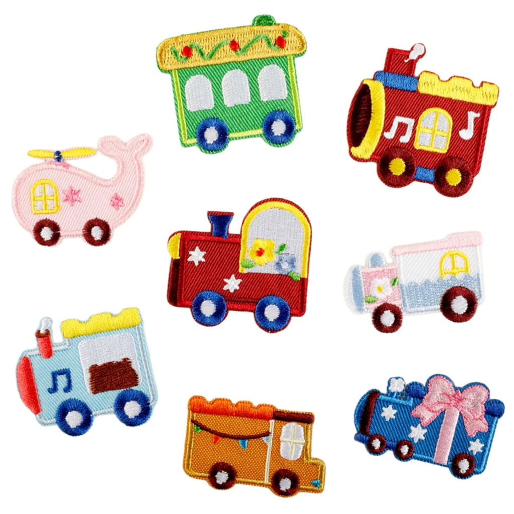 8PCS Cartoon Car Embroidery Appliques Iron On Clothing Patches for ...