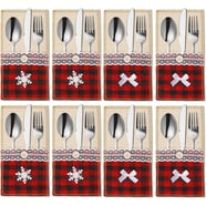 8PCS Christmas Silverware Holder, Snowman and Elk Tableware Holder ...