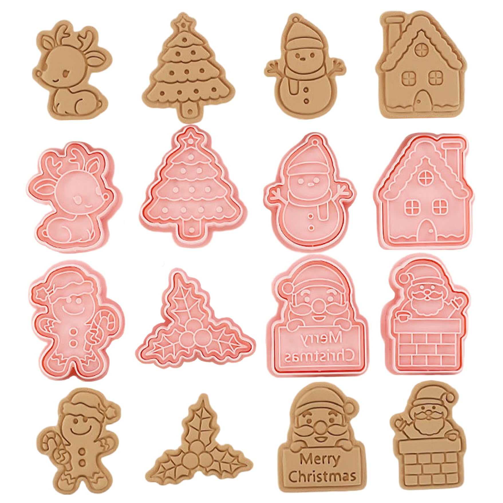 8PCS Christmas Cookie Set, Cookie Stamps and Baking Molds, Christmas ...