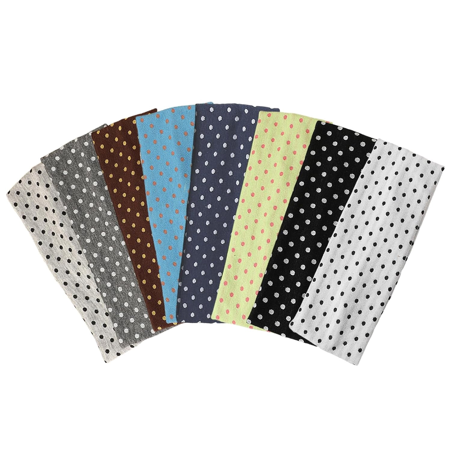 8PCS Classic Polka Dot Fabric Headband, Black and White, Elastic ...