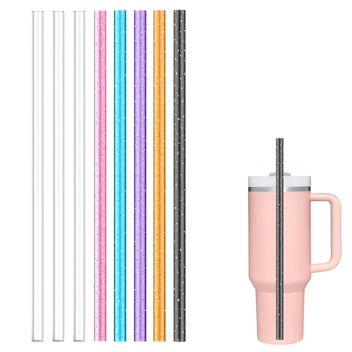 8PCS Color Replacement Straws for Owala Simple Modern, Reusable Glitter ...