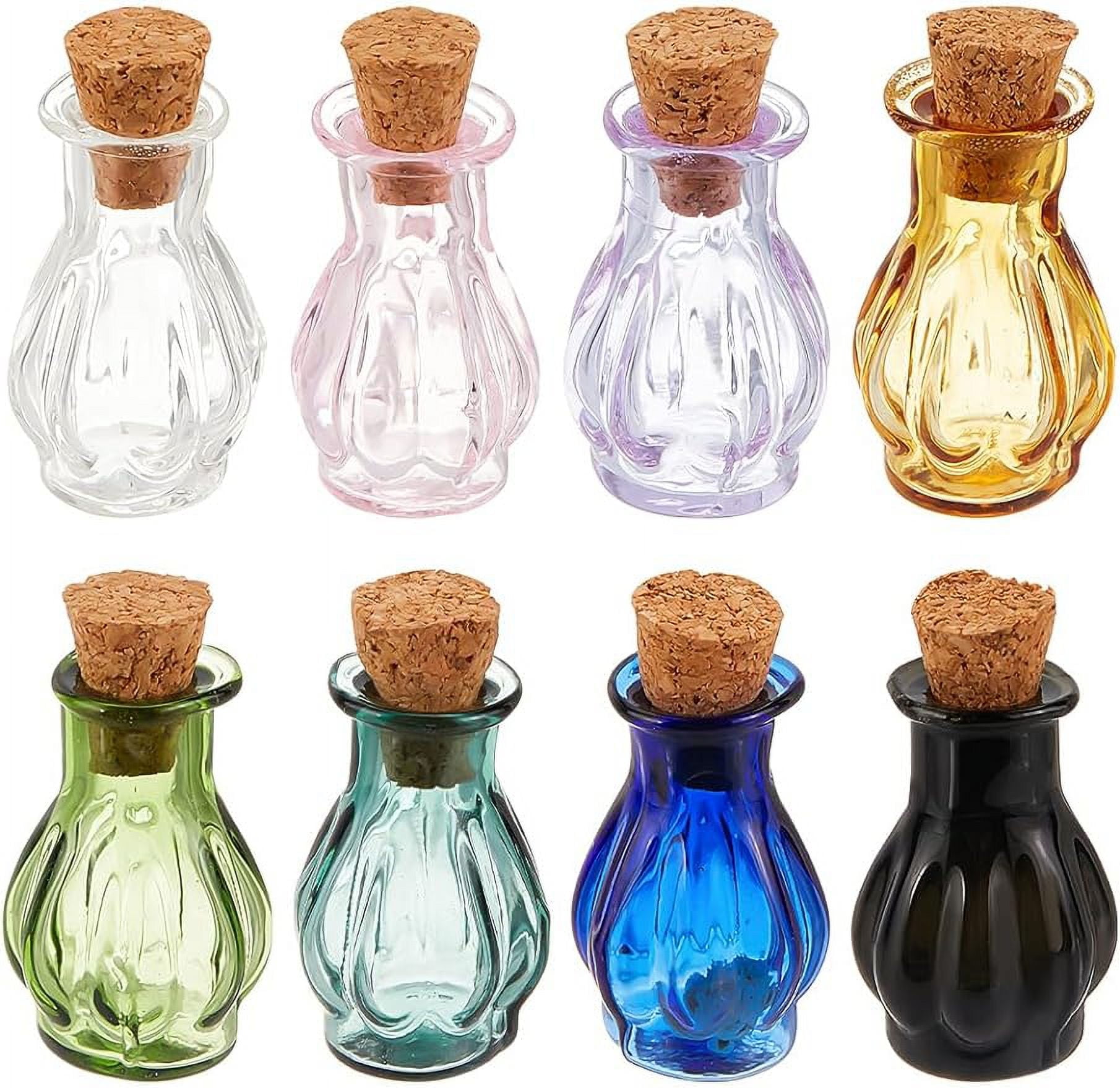8PCS Colored Tiny Spell Jars 8 Colors Mini Glass Bottles Cute Wishing ...