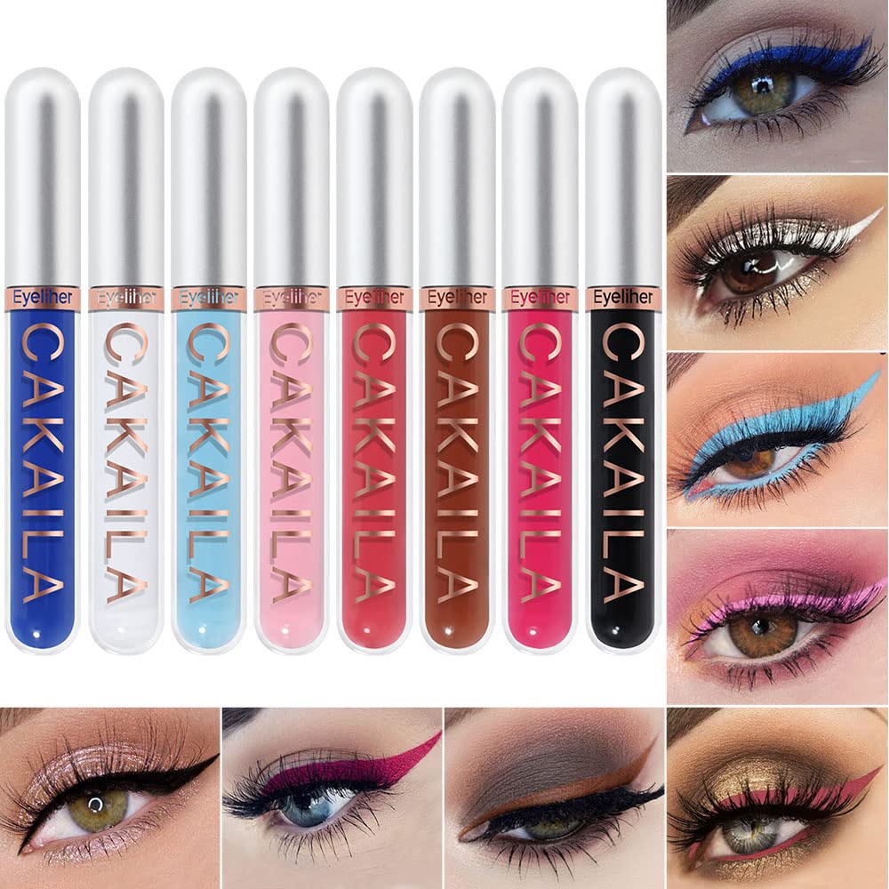 8PCS Colorful Matte Liquid Makeup Eyeliner Liquid Set Stamps Shapes for ...