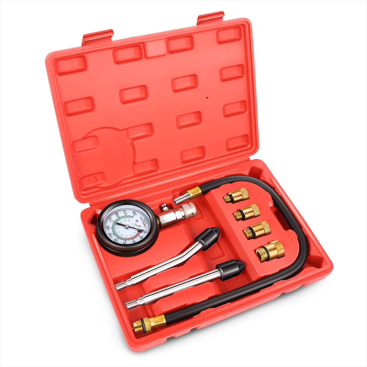 8PCS Compression Gauge Compression Tester Kit with M10 M12 M14 M18 ...