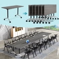 8PCS Conference Table with Wheels, 61“ Folding Conference Table, Flip ...