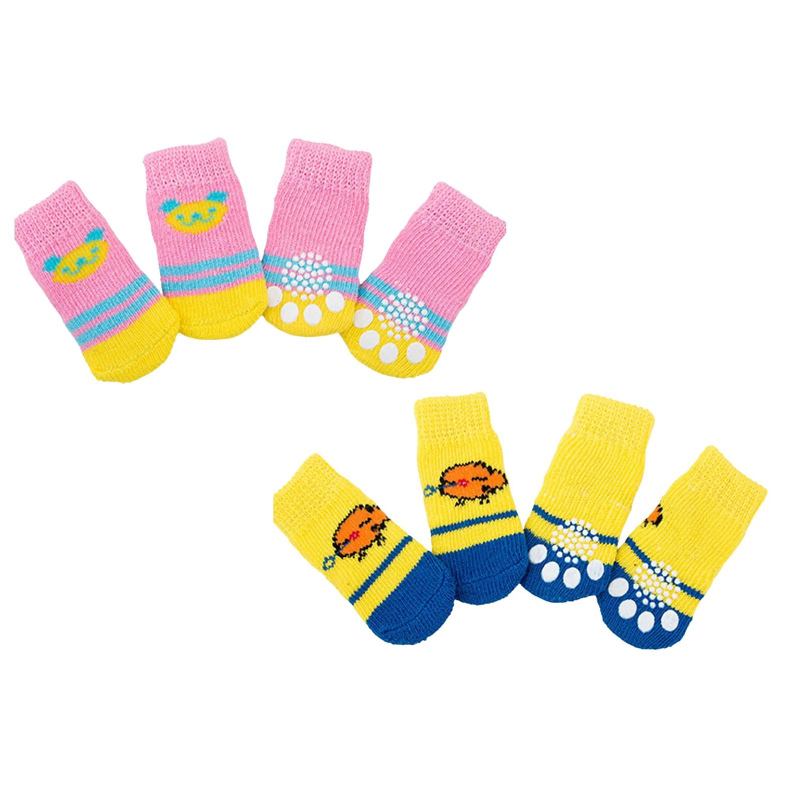 8PCS Dog Socks Teddy Three Doll Scratch Socks Four Sets Of Dog Shoes ...